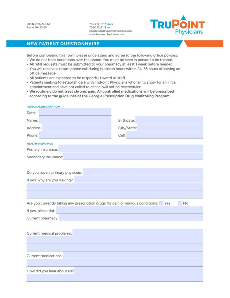 TruPoint Physicians | Patient Forms